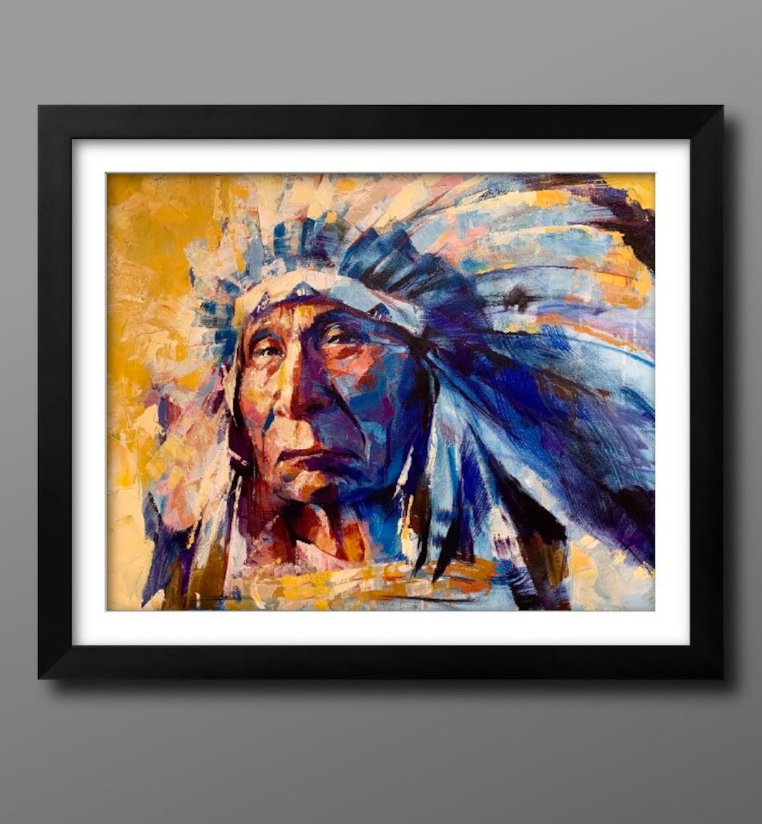 ART PRINT Red Cloud | Canvas | Paper | Indigenous Chief Portrait Wall ...