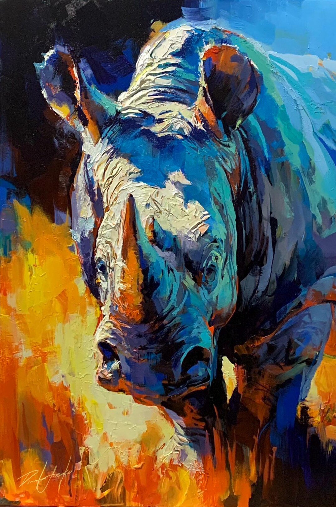 ART PRINT Forged by Heat | Rhino Poster, Rhinoceros Artwork, White ...