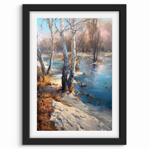 THAWING Print | River Poster, Nature Print, Winter Landscape, Lake View ...