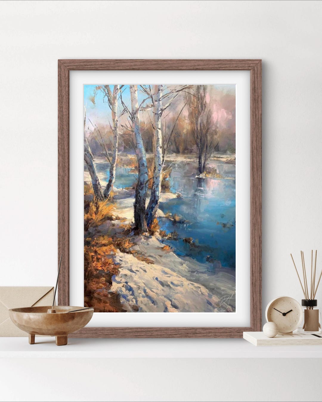 THAWING Print | River Poster, Nature Print, Winter Landscape, Lake View ...