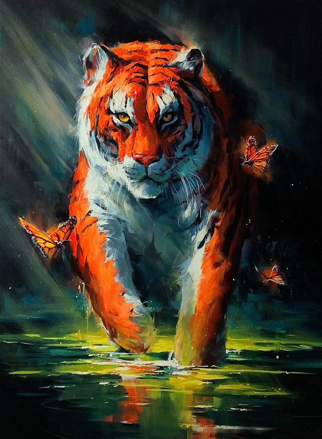WADING IN LIGHT Print Tiger Print Big Cat Artwork Tiger - Etsy