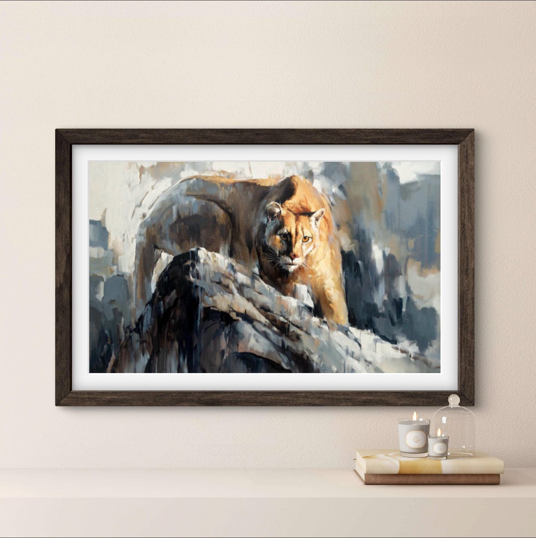 ART PRINT Instinct of A Hunter | Canvas | Paper | Cougar Wall Art ...