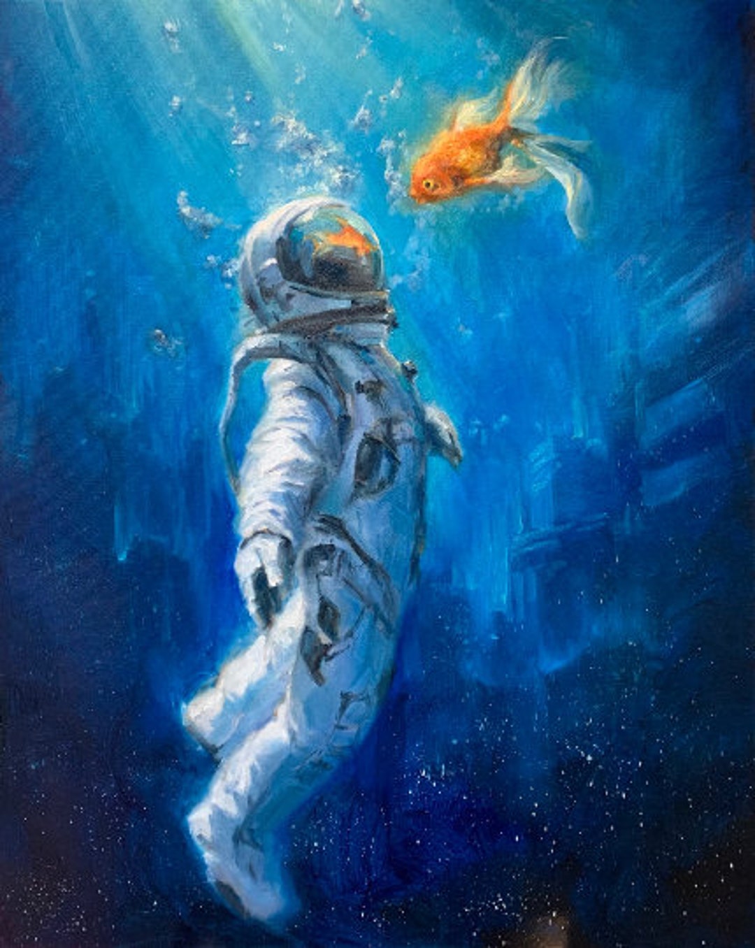 CONVERSATION of the MUTES Print Astronaut Canvas, Underwater Space ...