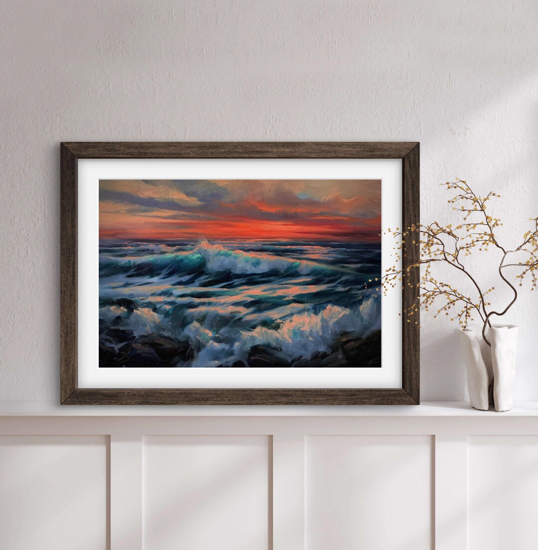 ART PRINT Twilight Turmoil | Canvas | Paper | Sunset Seascape Wall Art ...