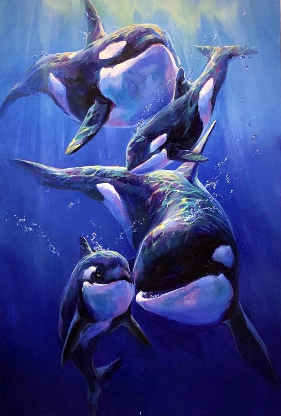 ORCA FAMILY Print, Orca Poster, Orca Pod Artwork, Whale Poster, Whale ...