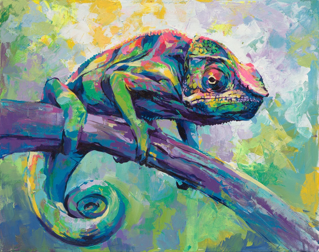 CHAMELEON Print, Chameleon Canvas Art, Chameleon Home Decor, Chameleon ...