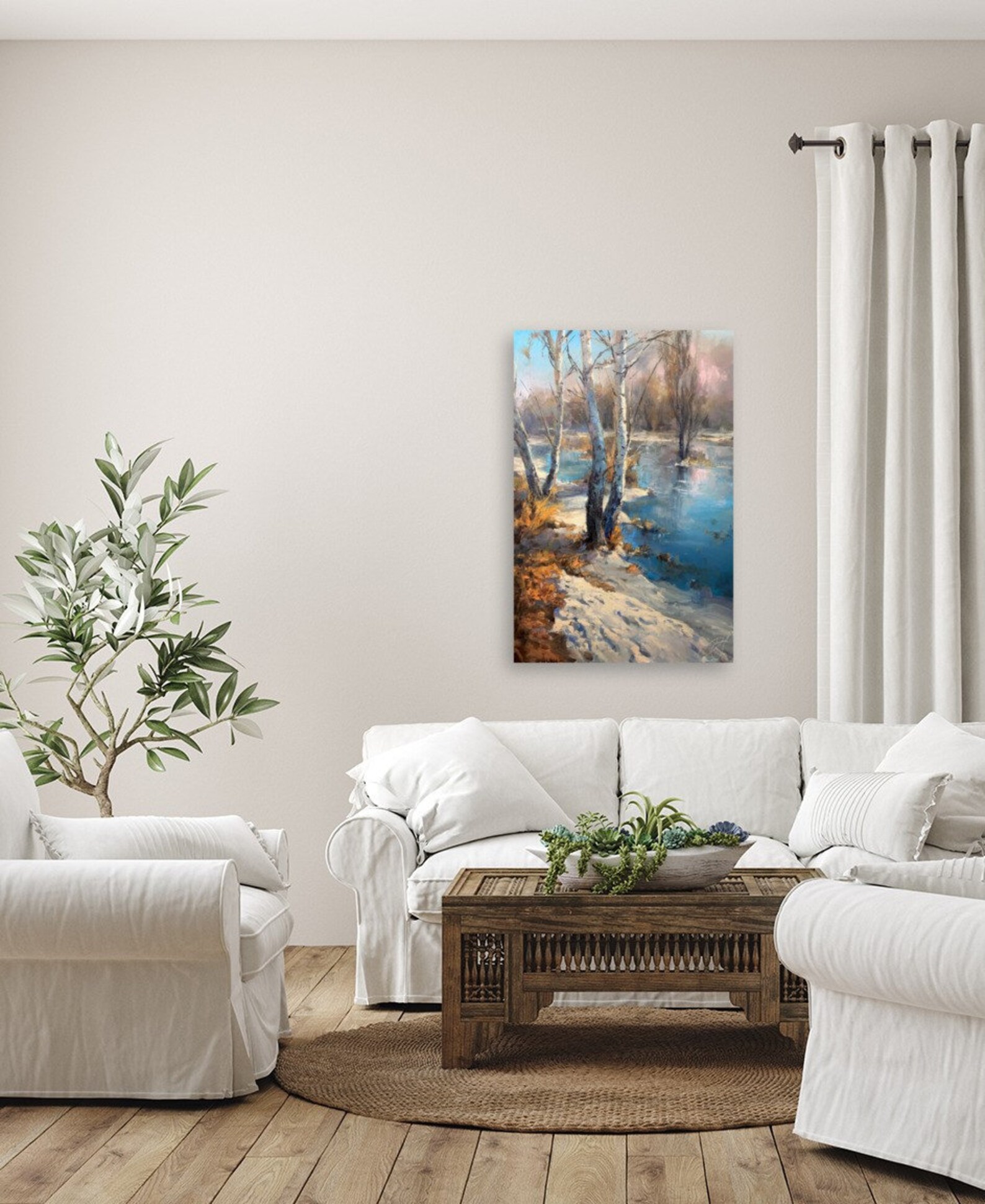 THAWING Print River Poster, Nature Print, Winter Landscape, Lake View ...