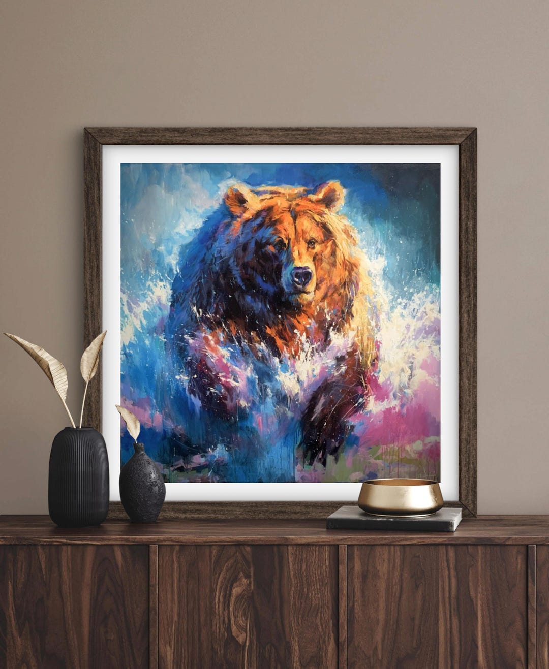 ART PRINT Powerful Ally | Canvas | Paper | Grizzly Bear Poster ...