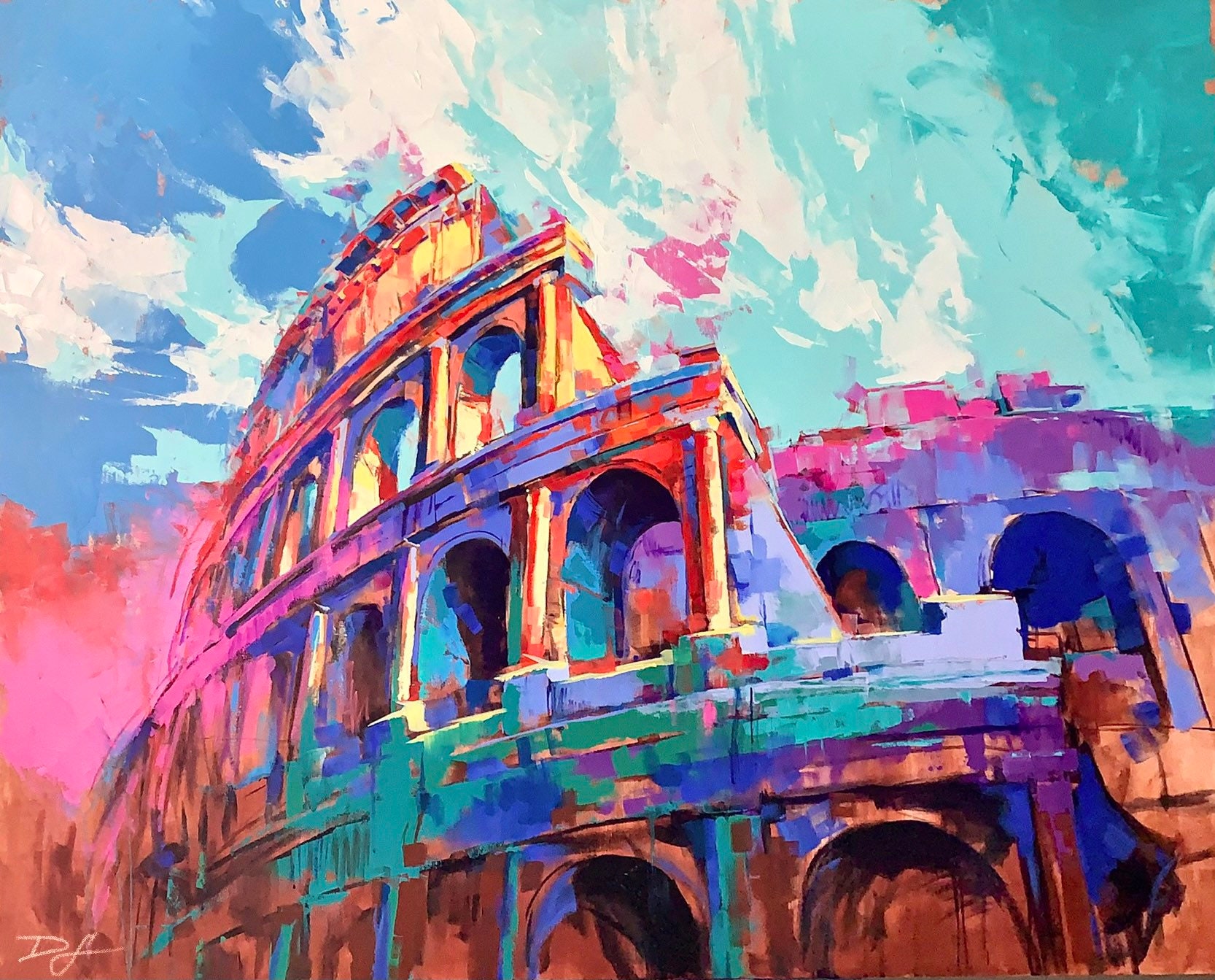 Colosseum Watercolor Painting