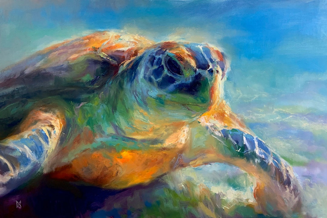 PRISMA Print Sea Turtle Artwork, Sea Turtle Painting, Turtle Portrait ...