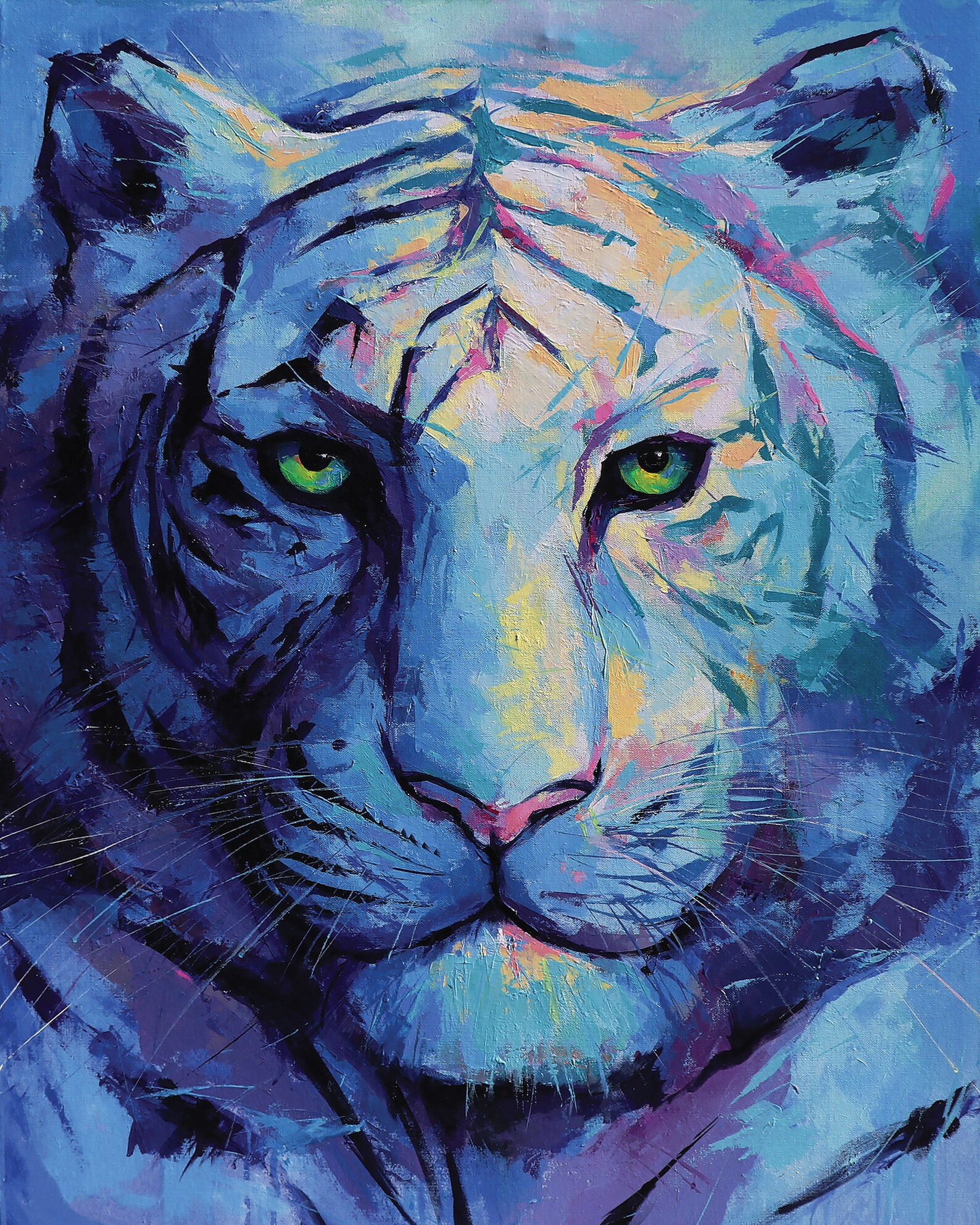 WHITE TIGER Print | Tiger Canvas, Tiger Portrait, Wild Animals, Jungle ...