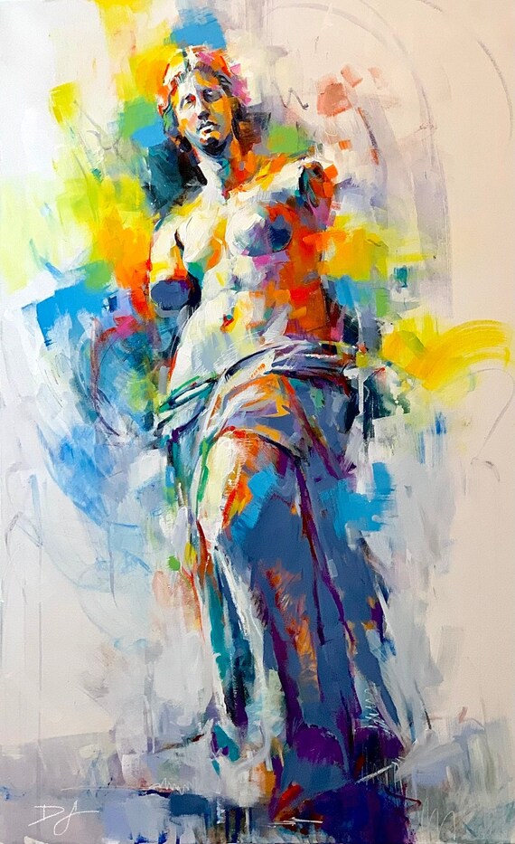 ART PRINT Venus De Milo Canvas Paper Ancient Greek Wall Art Sculpture Poster Colorful Goddess of Love Painting Aphrodite Home Decor Etsy UK