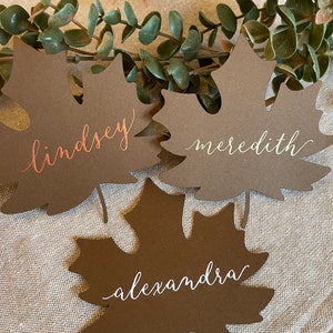 Thanksgiving Fall Leaf Place Cards (sets of 5+) | Custom Handwritten ...
