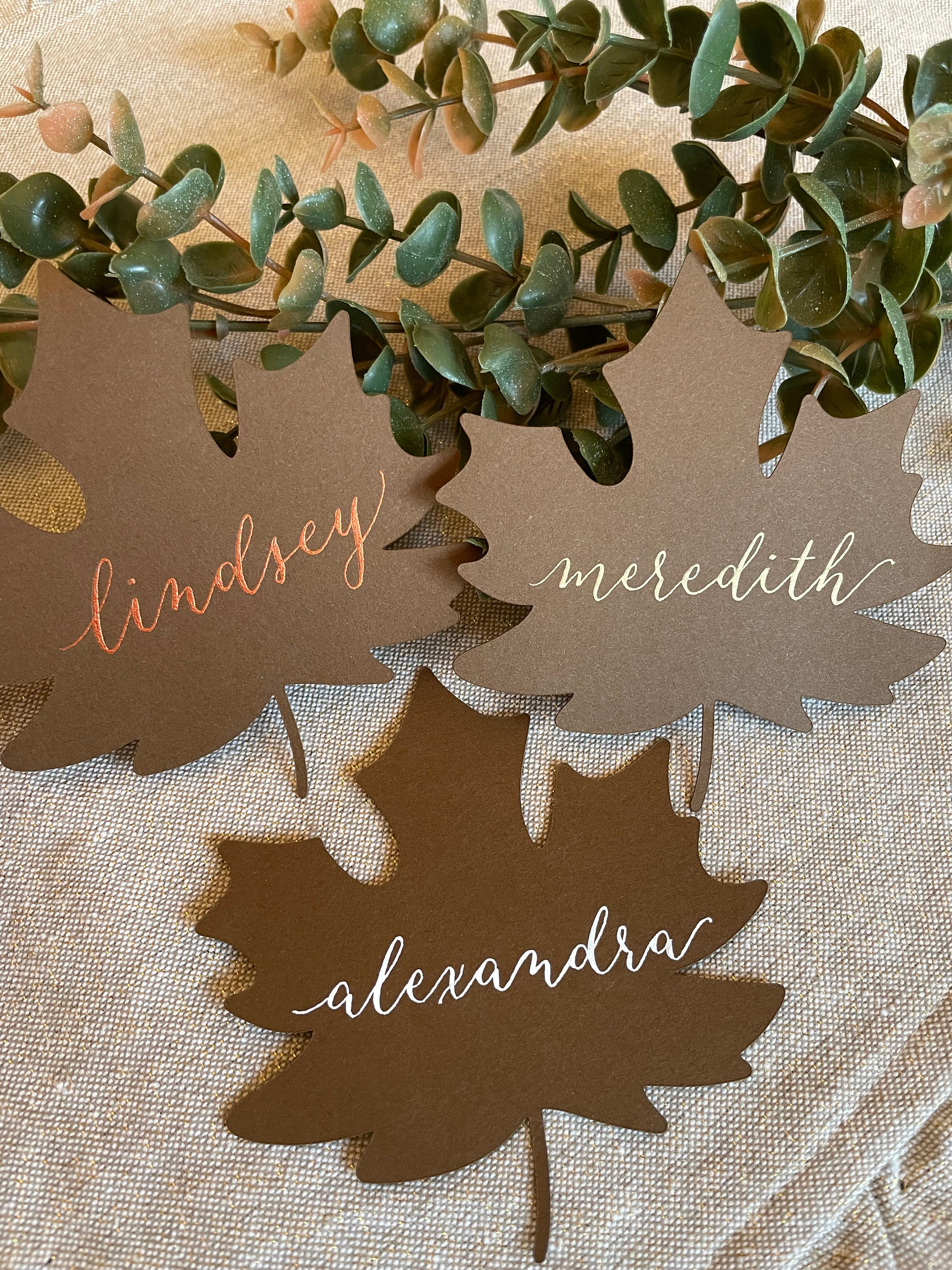 Thanksgiving Fall Leaf Place Cards (sets of 5+) | Custom Handwritten ...