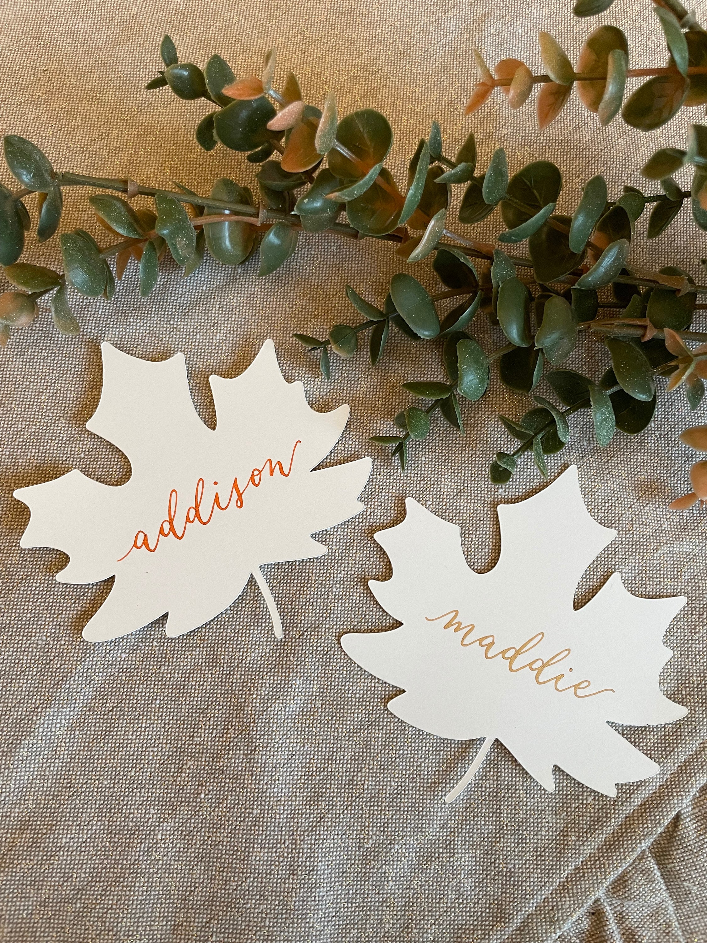 Thanksgiving Fall Leaf Place Cards (sets of 5+) | Custom Handwritten ...
