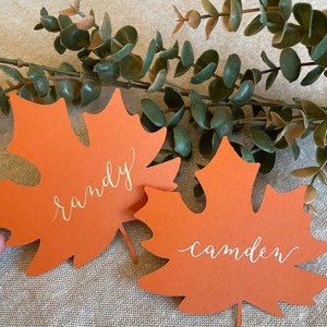 Thanksgiving Fall Leaf Place Cards (sets of 5+) | Custom Handwritten ...