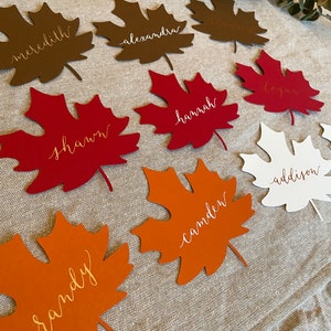 Thanksgiving Fall Leaf Place Cards (sets of 5+) | Custom Handwritten ...