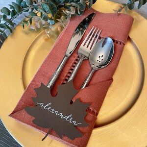Thanksgiving Fall Leaf Place Cards (sets of 5+) | Custom Handwritten ...
