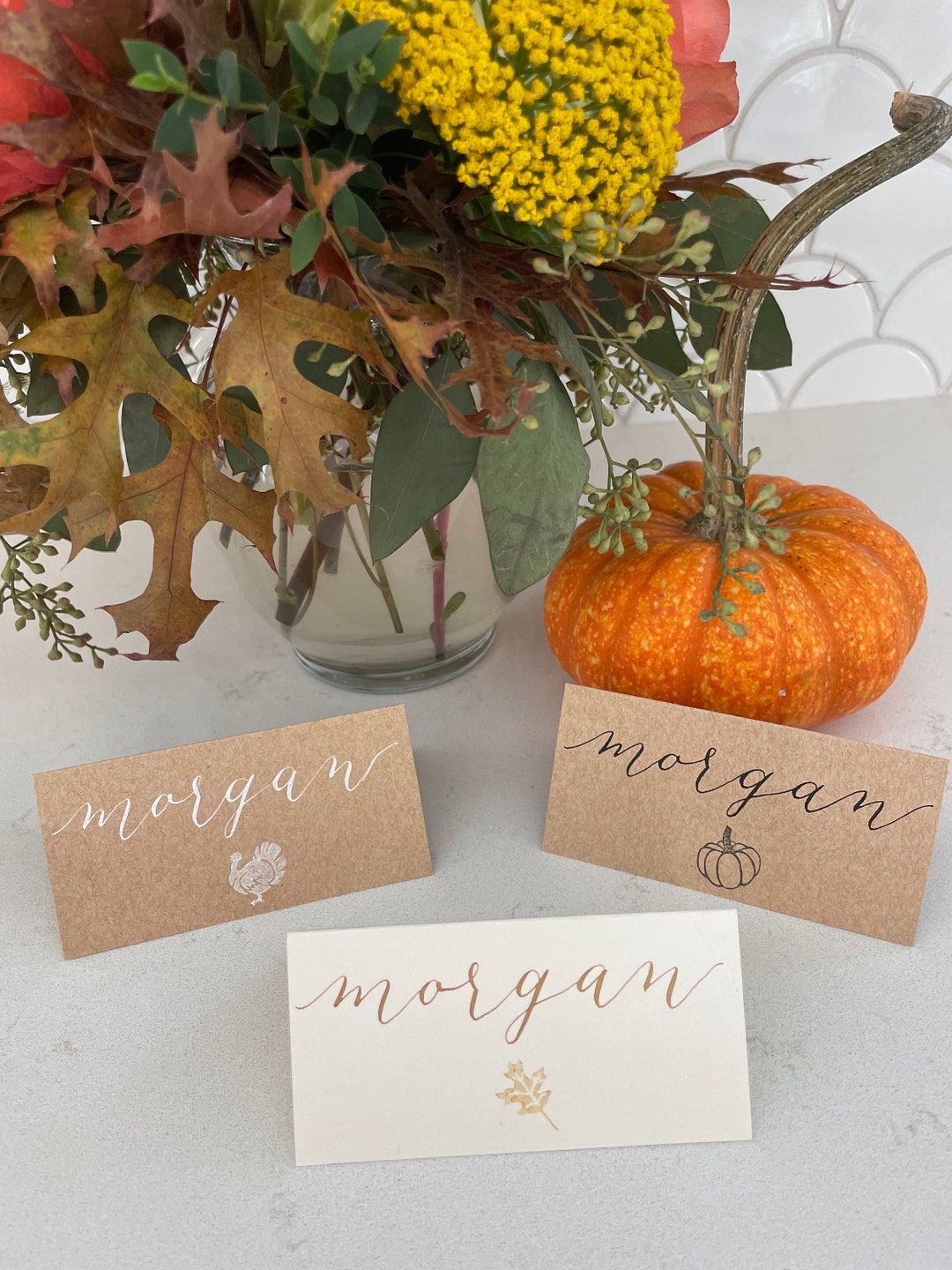 Thanksgiving Place Cards (sets of 5+) | Custom Handwritten Calligraphy ...