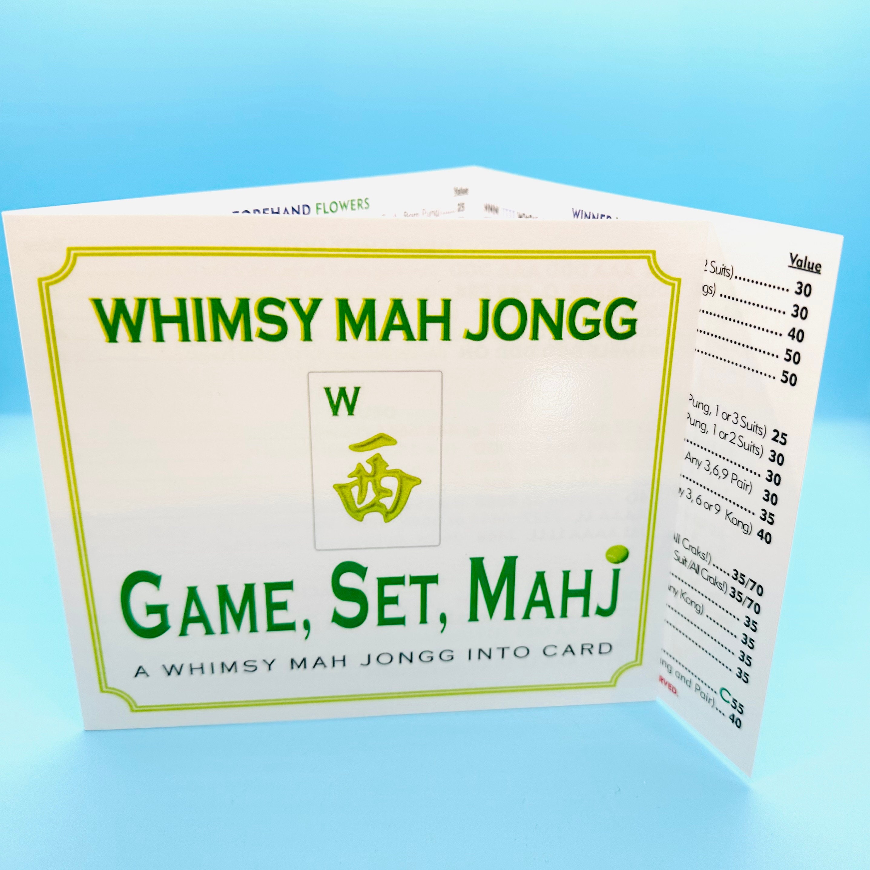 Whimsy Mah Jongg Themed Card - TENNIS Game, Set, Mahj! [A Hobby Series ...