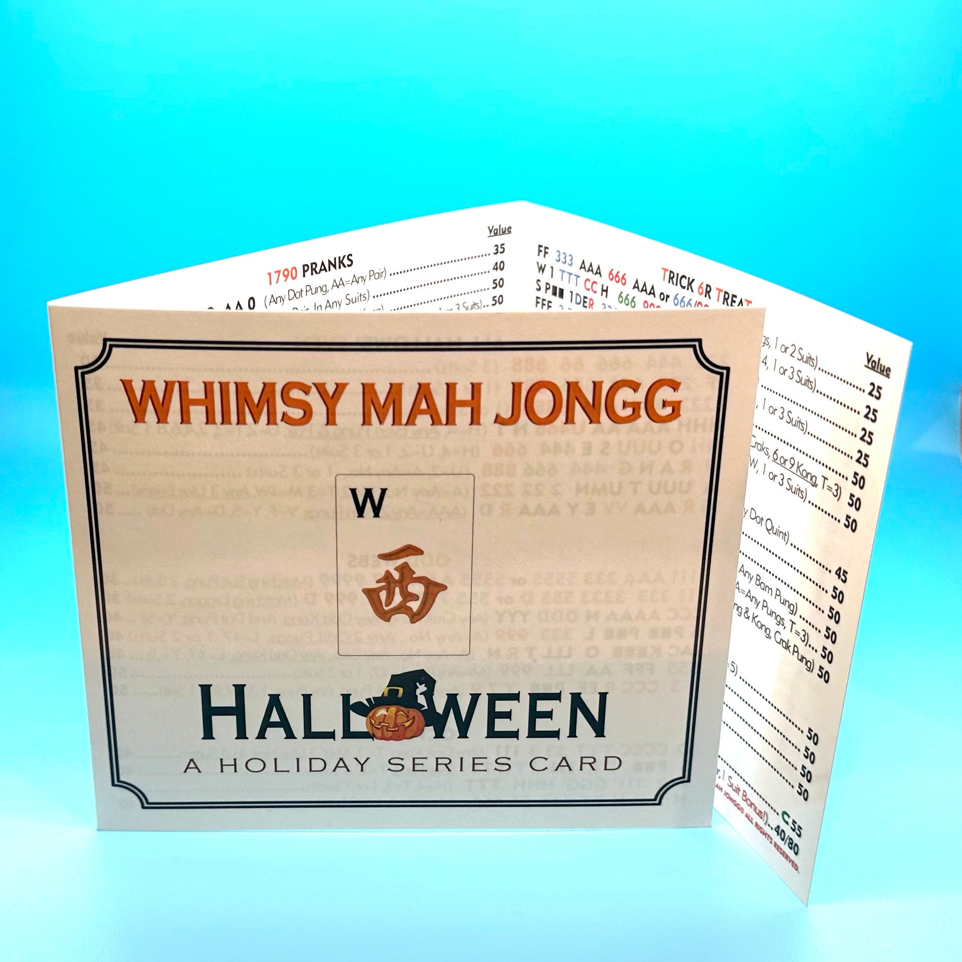 Whimsy Mah Jongg Custom Themed Card HALLOWEEN A Holiday Series Mahjong ...