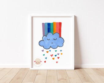 Rainbow of Love Colorful Hearts Modern Print Nursery Wall - Etsy
