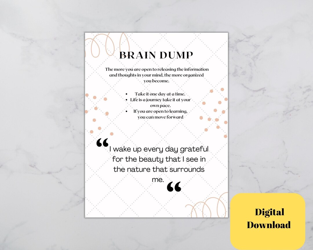 Brain Dump Journal Printable Brain Dump Journal Brain Dump - Etsy
