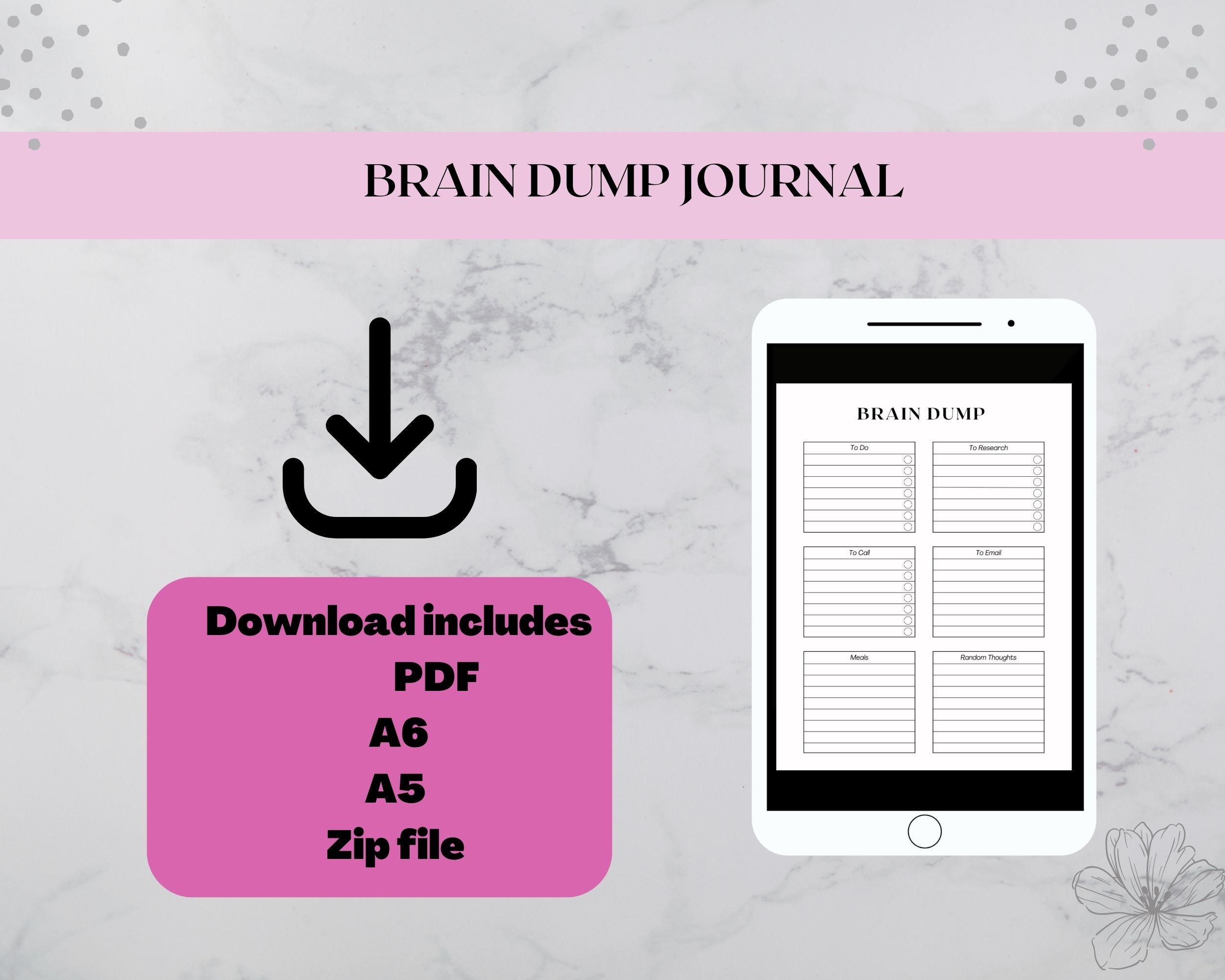 Brain Dump Journal Printable Brain Dump Journal Brain Dump - Etsy