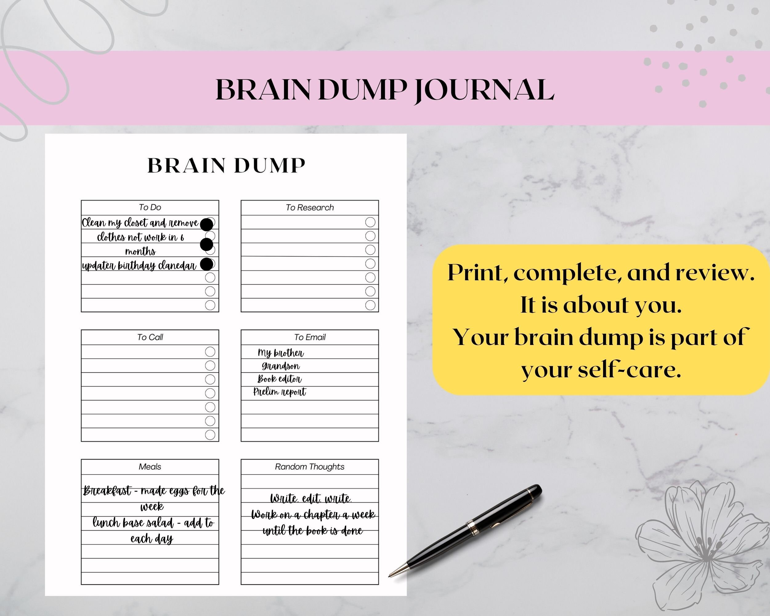 Brain Dump Journal Printable Brain Dump Journal Brain Dump - Etsy