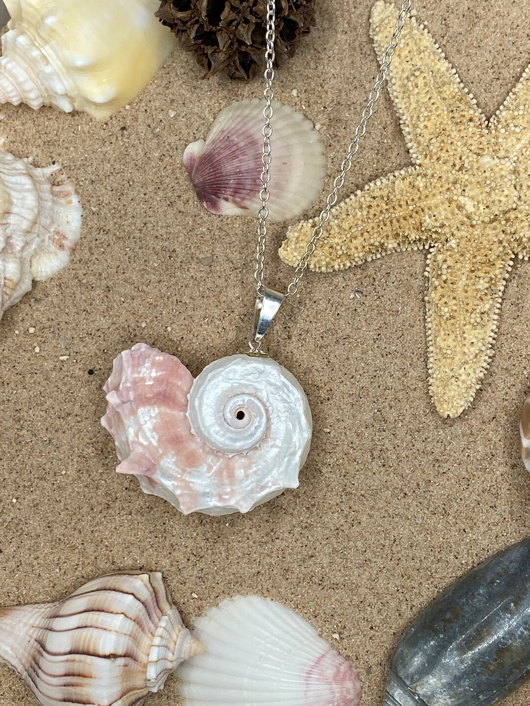 Pearl Delphinula Ursula Inspired (pink Appearance) Pendant Necklace in Sterling Silver - Etsy