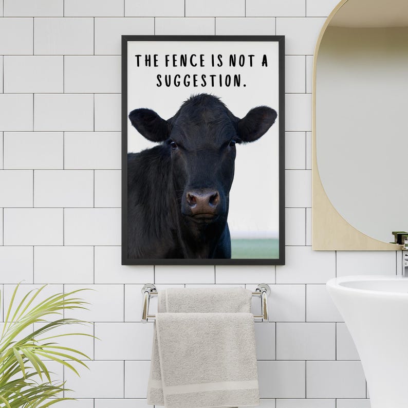 Funny Cow Poster, Fun Animal Quote Print, Quirky Mad Cow Wall Decor for ...