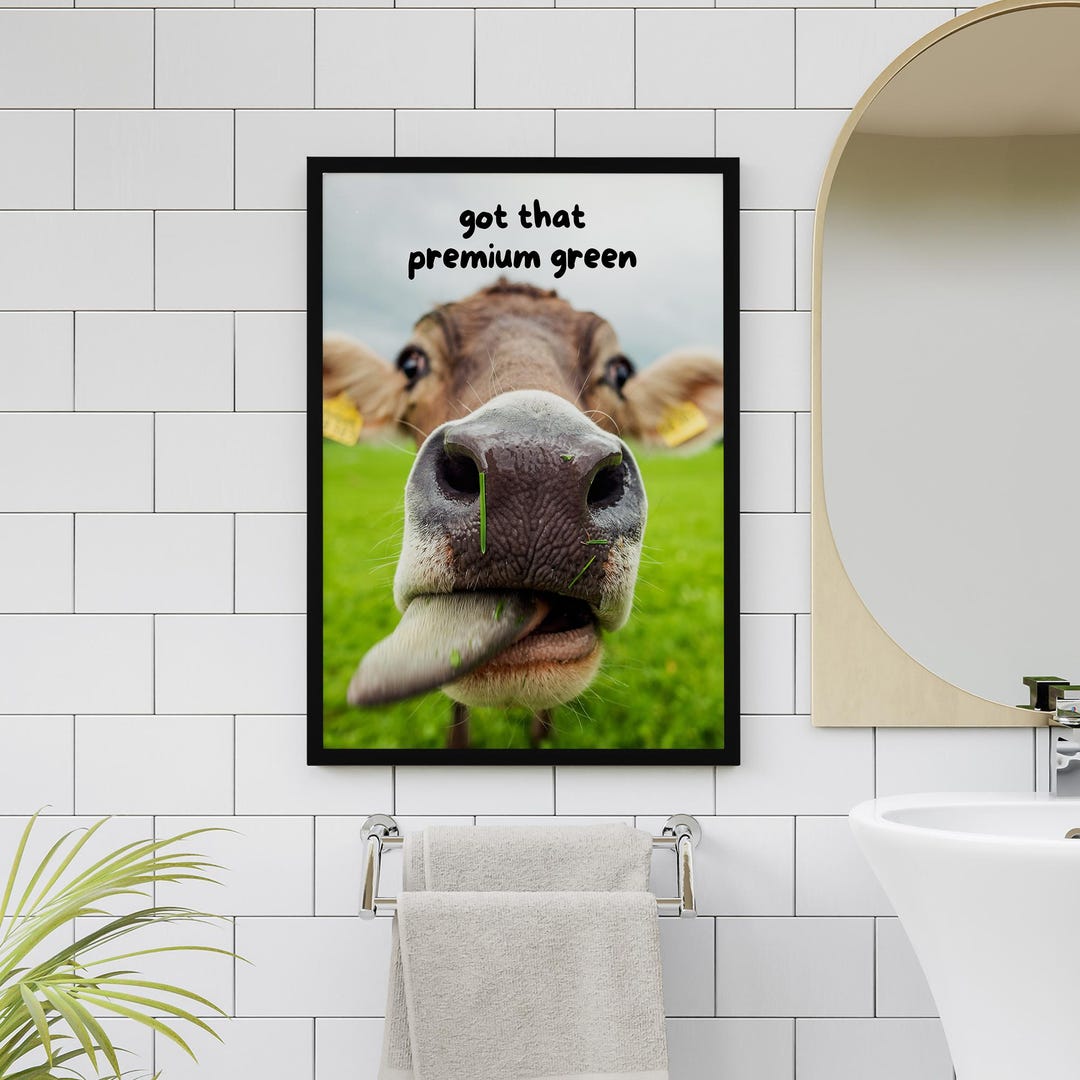 Funny Drunk Cow Art Print, Fun Animal Poster, Cute Animal Wall Art ...