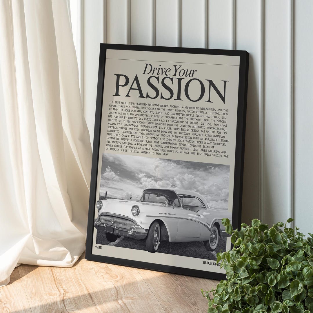 Vintage Car Buick Poster, Car Art Print for Man Cave Decor, Classic Car ...