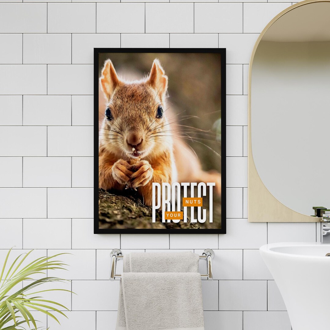 Funny Squirrel Poster, Fun Animal Wall Art, Cute Animal Squirrel Art ...
