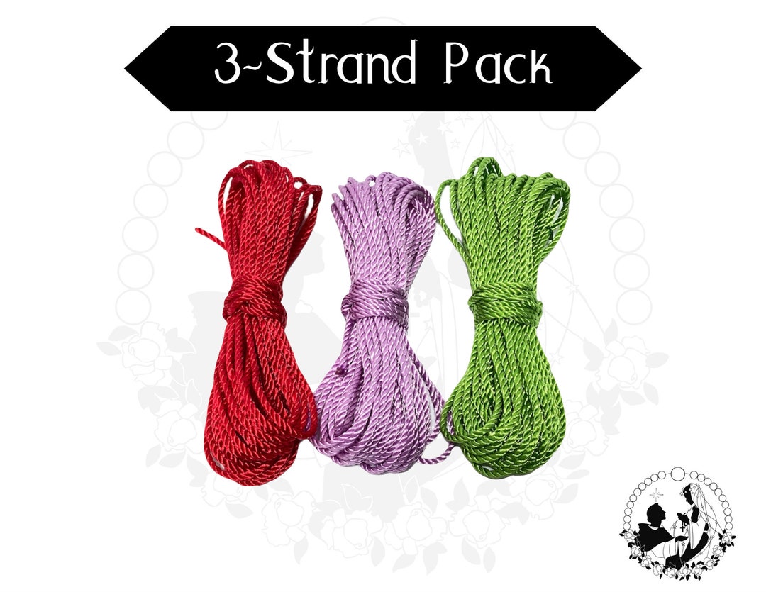 3-pack Rosary Twine, DIY Rosary, Red, Green, #24 Twisted Nylon Cord ...
