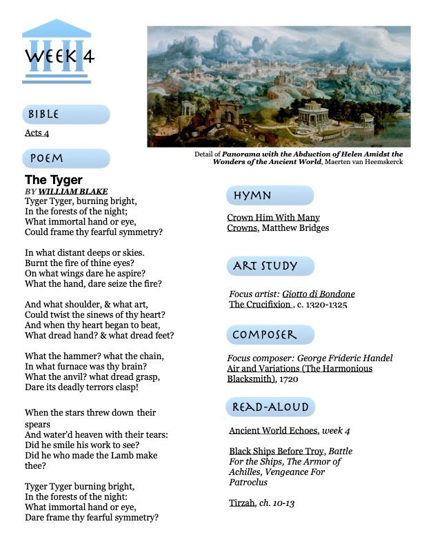 Ancient History Morning Basket Plans Weeks 19-24 - Etsy
