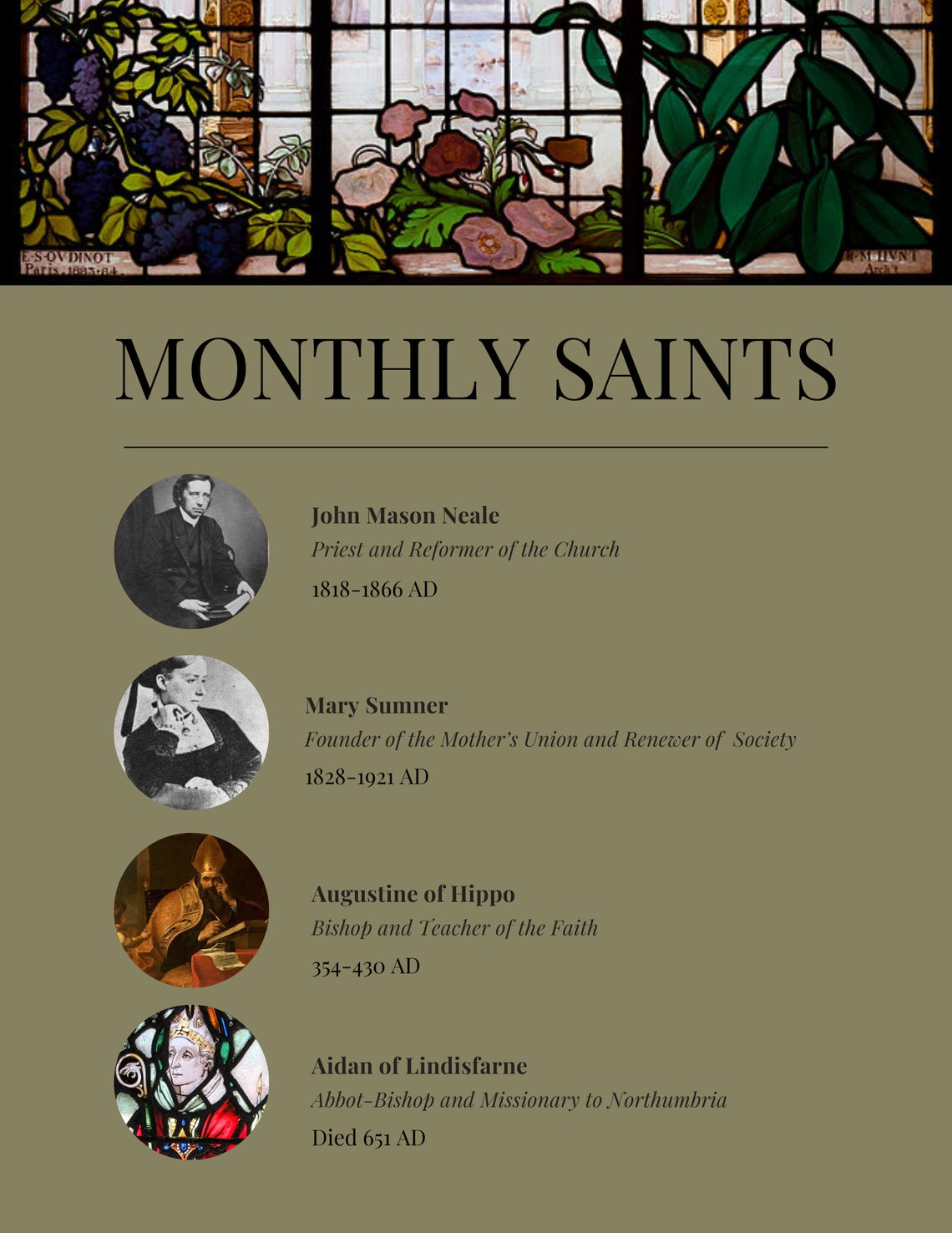 August Monthly Saints *month Long Unit Study* (catholic/anglican ...