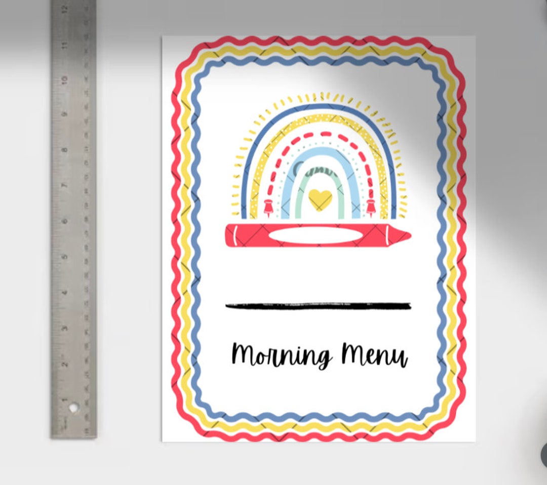 Morning Menu for Preschool Pre-k | Printable Instant Digital Download ...