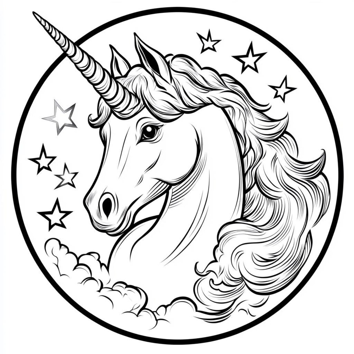 Whimsical Unicorn Coloring Page | Printable Activity for Kids | Instant ...
