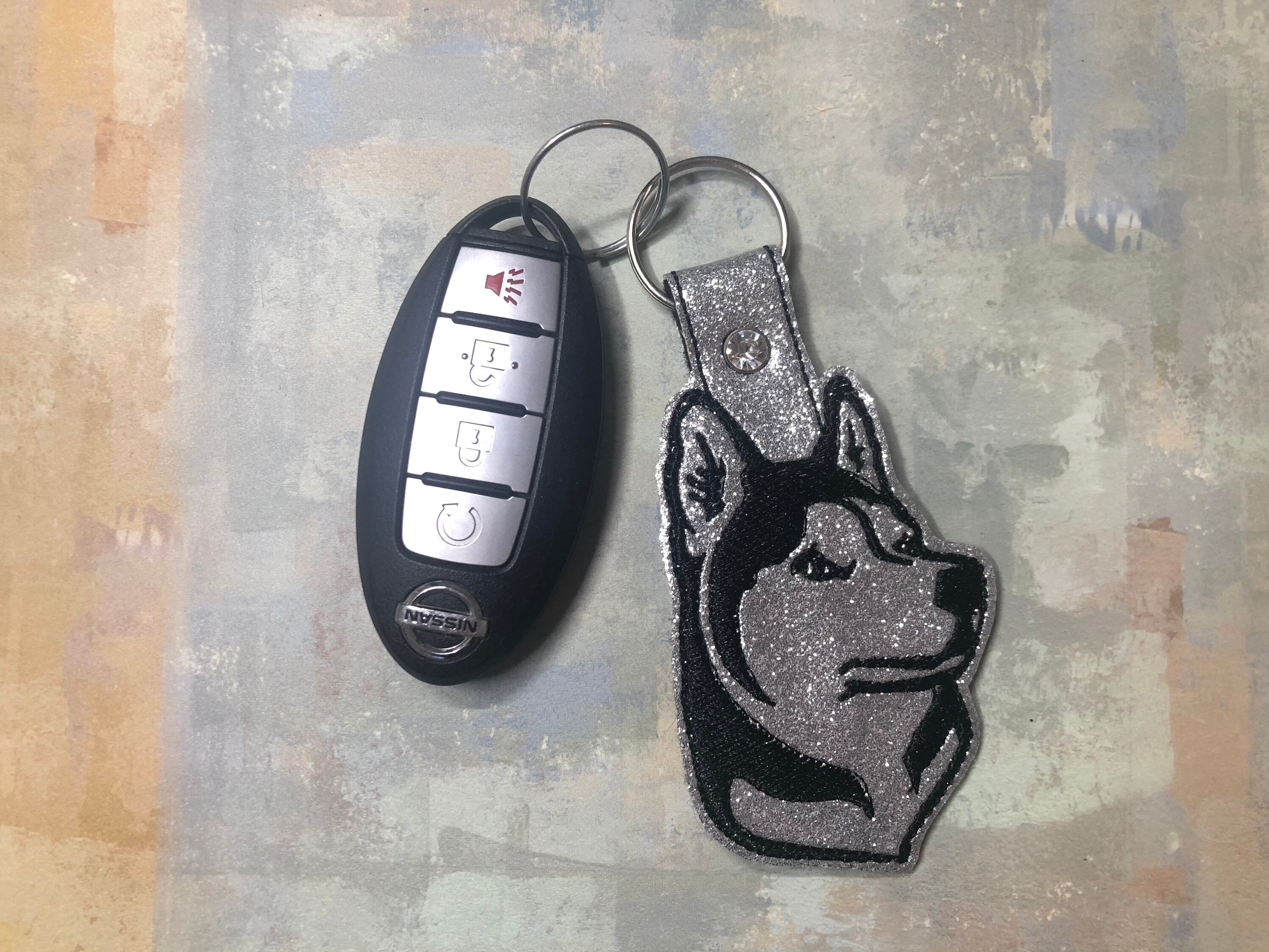 Embroidered Dog Husky Key Fob Keychain Holder | Etsy