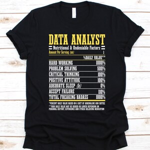 Data Analyst Nutrition Facts Label Shirt, Gift for Data Analysts, Data ...