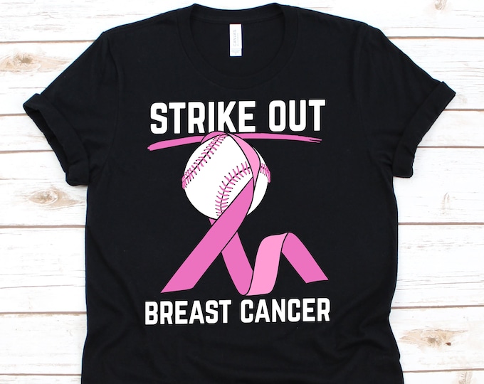 Great Cancer Baseball Tee Strike Out Cancer Save Second Base Shirt Tournament October Breast ...