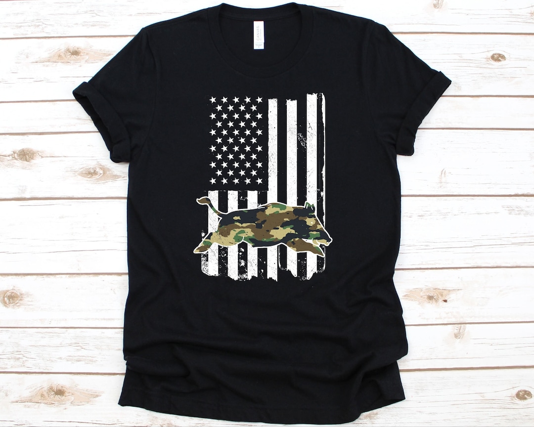 Camouflage Hog American Flag Shirt, Hog Hunting Gift, Hog Hunters Shirt ...