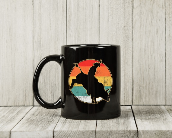 Retro Bull Riding Mug Cool Rodeo Coffee Cup For Bull Rider | Etsy