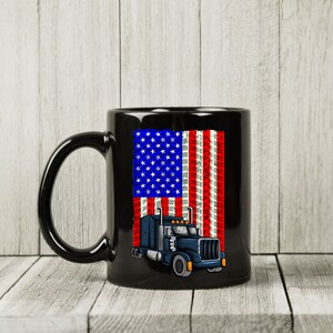 Truck American Flag Mug, Truck Driver, Truck Head Design, Lorry Graphic ...