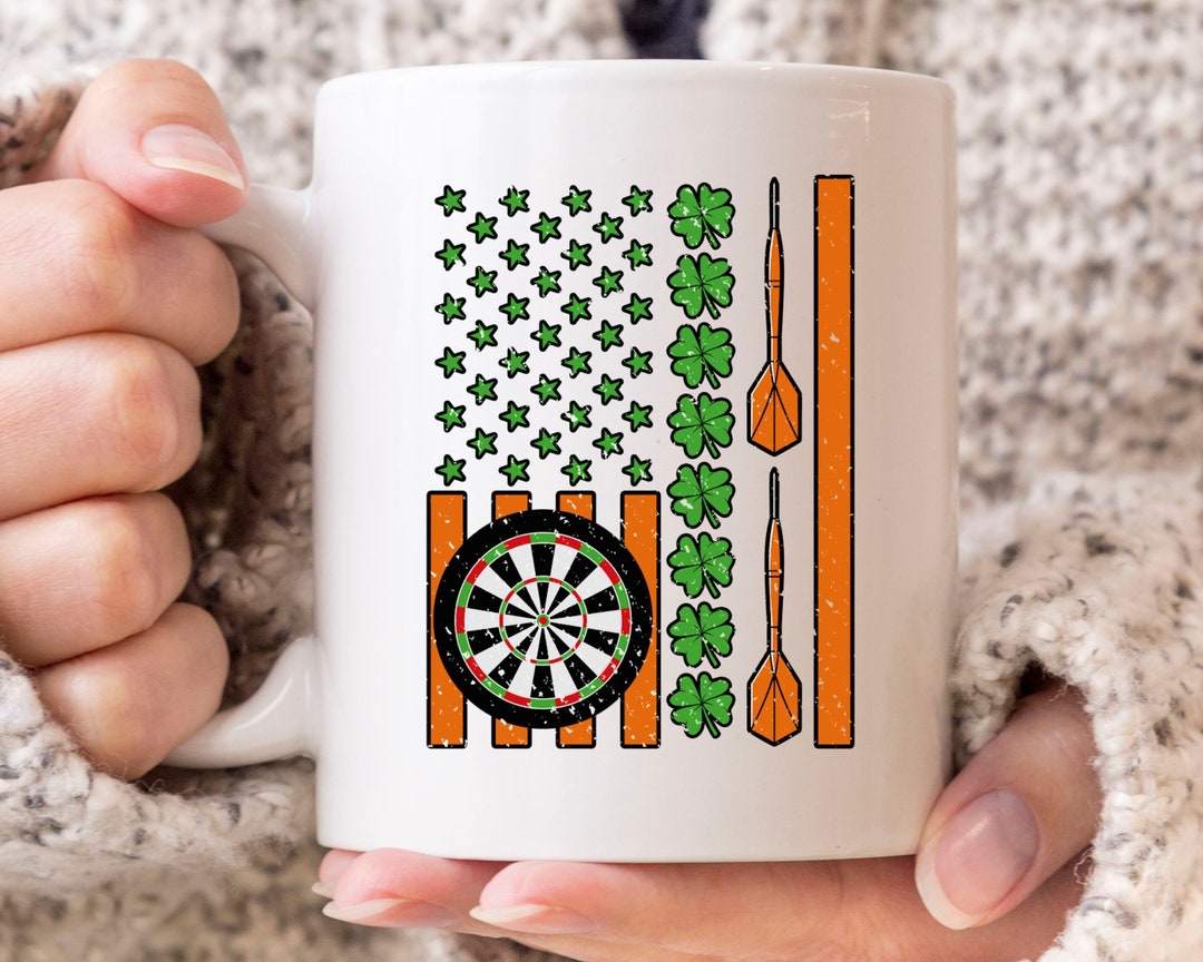 Darts Shamrock American Flag Mug, St. Patrick's Day Coffee Mug ...