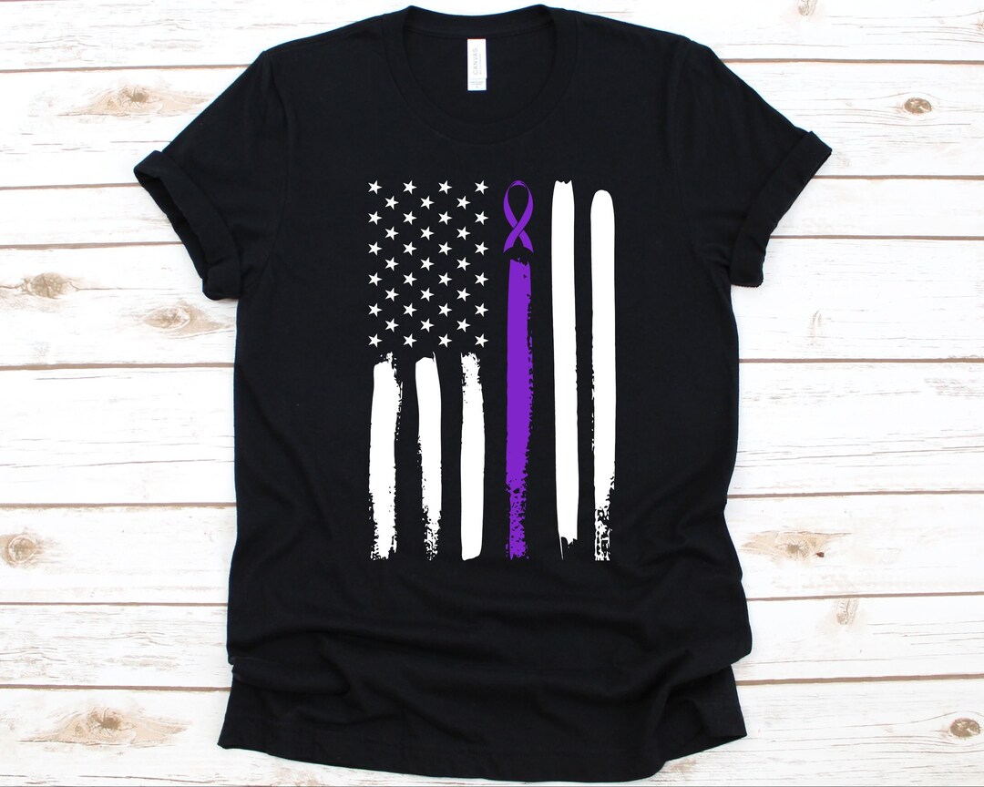 USA Flag Epilepsy Ribbon Shirt, Epilepsy Awareness Gift, Purple Ribbon ...