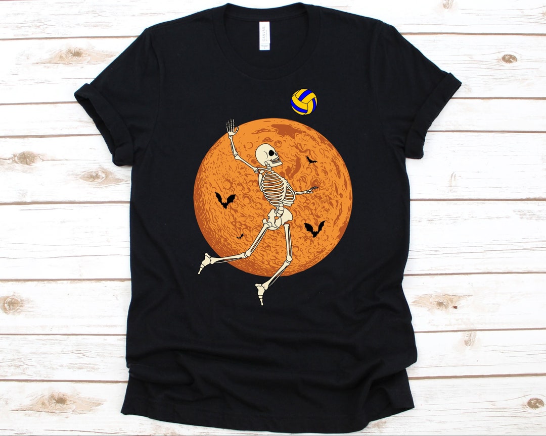Skeleton Playing Volleyball Shirt, Halloween Volleyball Design, Trick ...