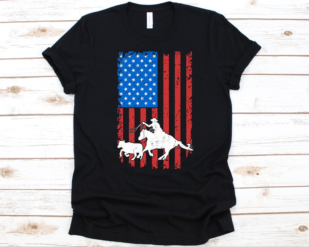 Camisa de rodeo de la bandera de los Estados Unidos gráfico - Etsy México