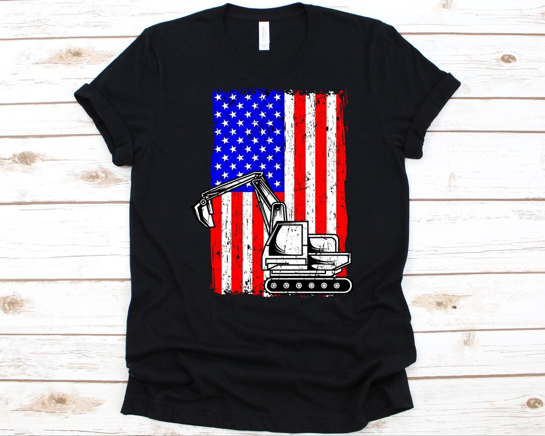 4th of July American Flag Construction Shirt, Patriotic Shirt ...
